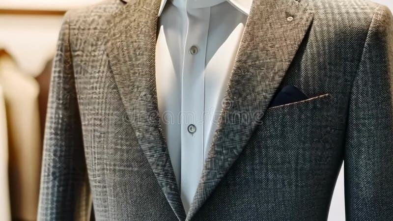 Mannequin Showcasing Different Styles of Checkered Grey Suit and White ...