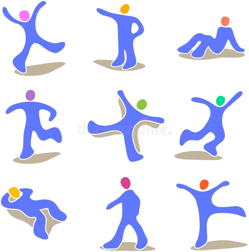 Stick Figure Positions Set Vector Icon. Stock Vector - Illustration of ...