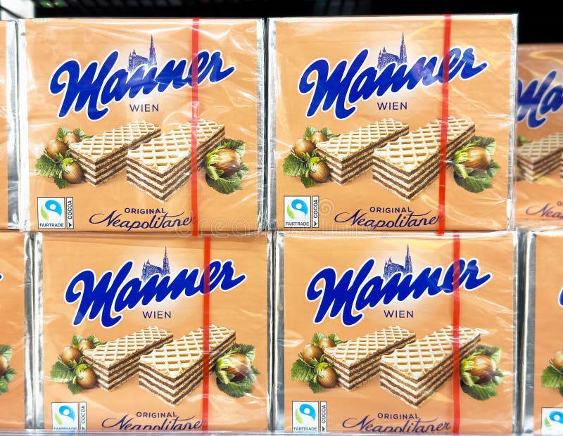 Manner Hazelnut Wafers Packaging Display in Grocery Store Editorial ...