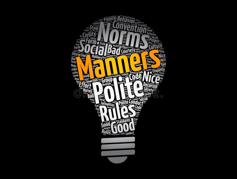 Manners Word Cloud Collage, Concept Background Stock Illustration ...