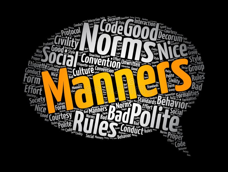 Manners Word Cloud Collage, Concept Background Stock Illustration ...