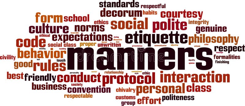 Manners word cloud stock vector. Illustration of proper - 202619555