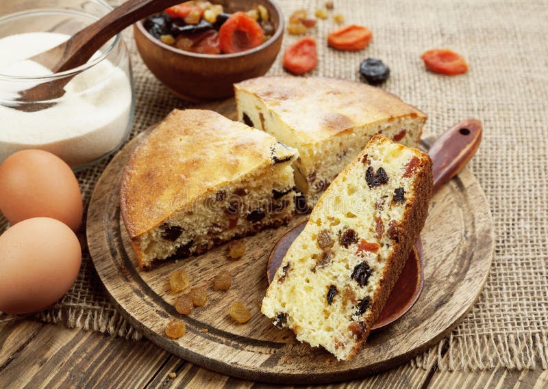 Mannik, Semolina Cake with Dried Fruits Stock Photo - Image of homemade ...