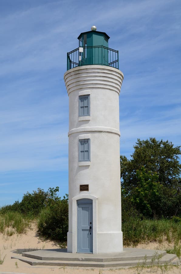 Manning Lighthouse in Michigan Stock Photo - Image of memorial, light ...