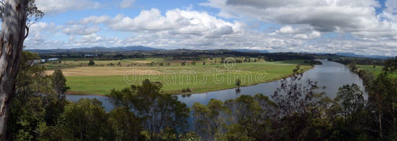 Rural river panorama stock image. Image of clouds, australian - 108426527