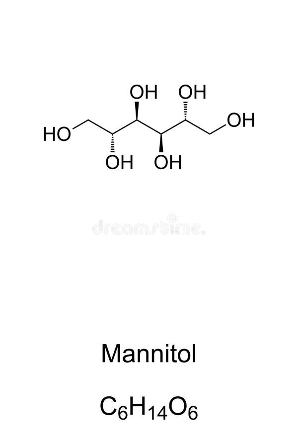 Mannitol, Mannite or Manna Sugar, Chemical Formula and Skeletal Structure Stock Vector ...