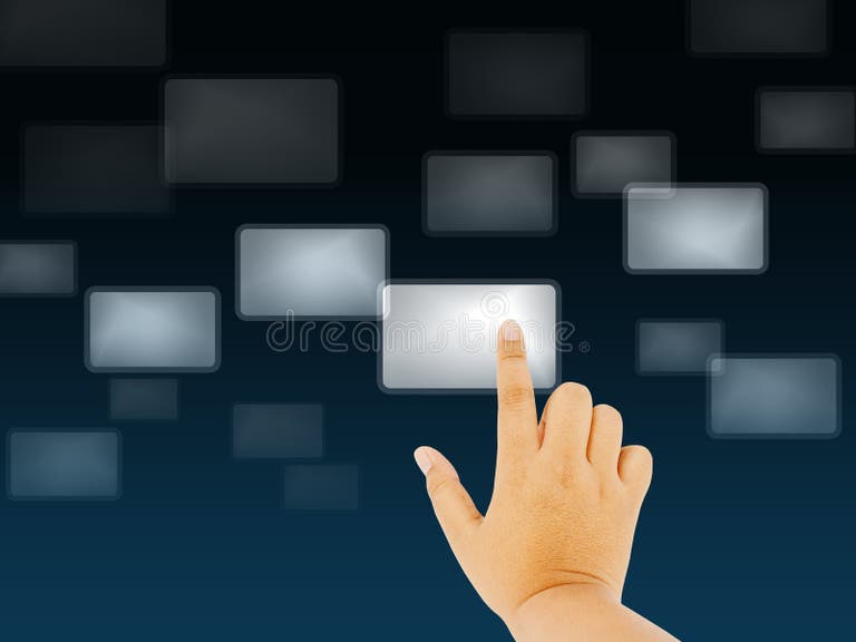 Mano che spinge il tasto illustrazione di stock. Illustrazione di ...