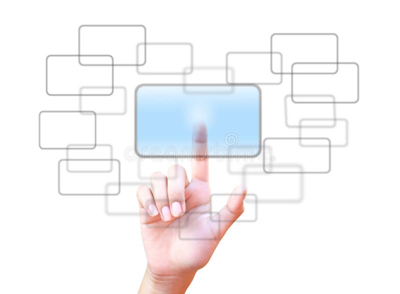 Mano Che Spinge Su Uno Schermo Di Tocco Immagine Stock - Immagine di ...