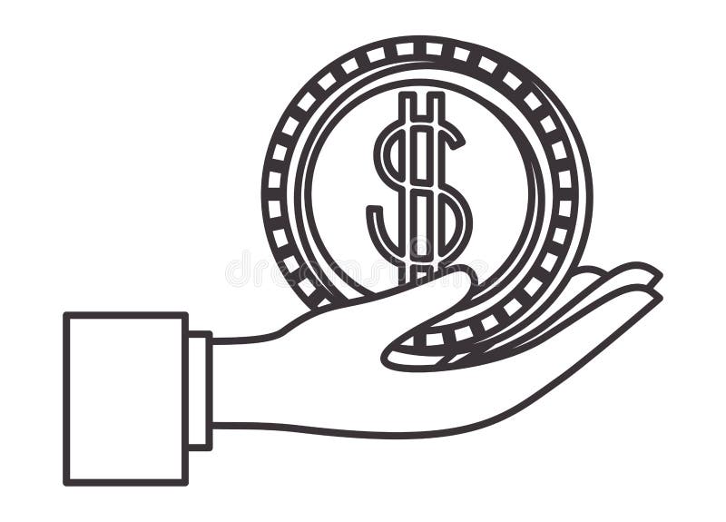Mano Con El Dinero De La Moneda Ilustración del Vector - Ilustración de ...