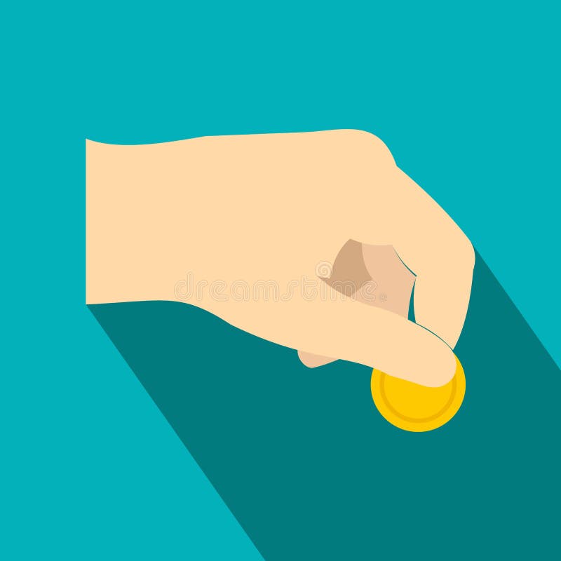 Mano Con El Icono Plano De La Moneda Stock de ilustración - Ilustración ...