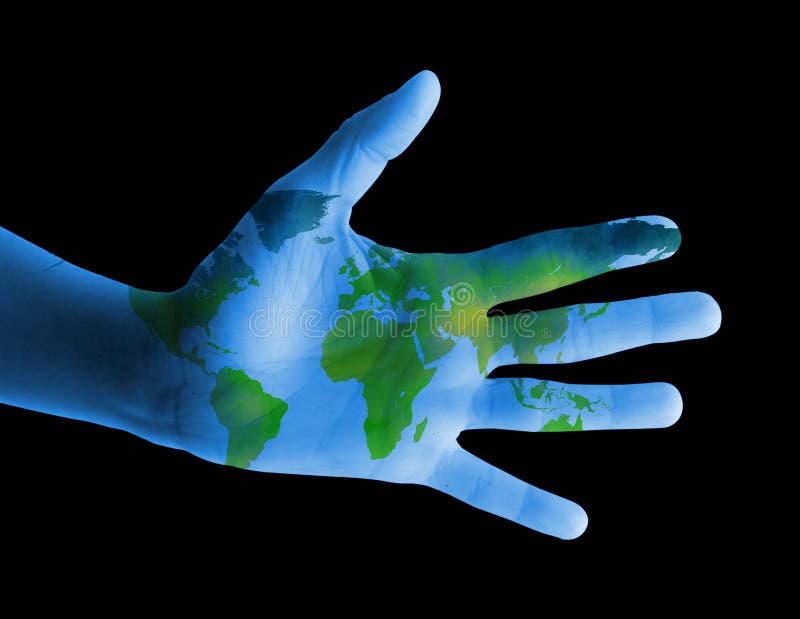 Mapa Del Mundo, Mano Dibujada Con Los Movimientos Del Cepillo Stock de ...