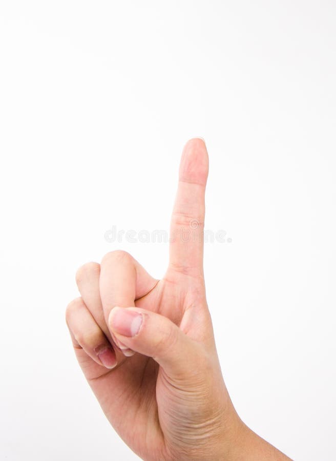 Mano Con El Número “uno” Aislada Foto de archivo - Imagen de tres ...