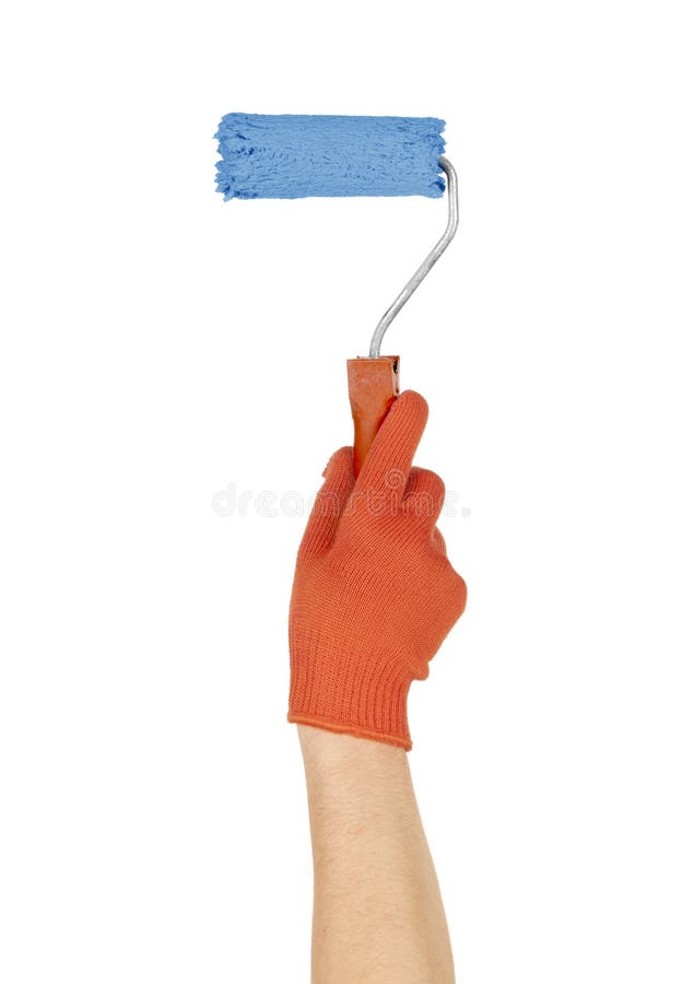 Mano Con El Rodillo Para Pintar Foto de archivo - Imagen de suelo ...