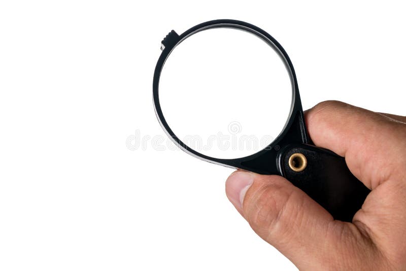Mano Con La Lupa En Fondo Aislado Blanco Imagen de archivo - Imagen de ...