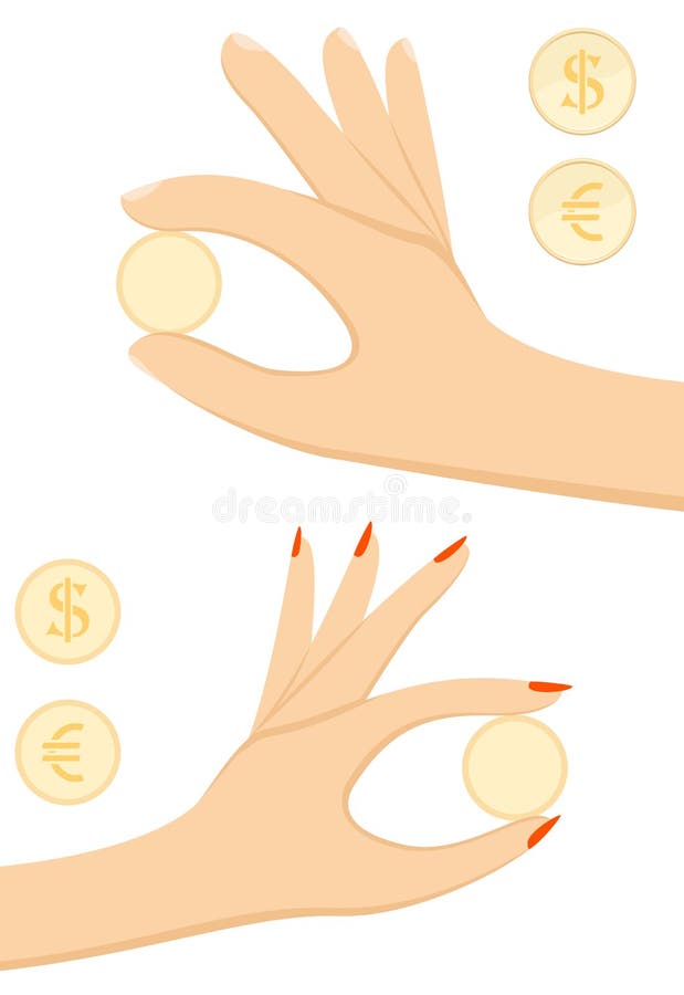 Mano con la moneda ilustración del vector. Ilustración de elasticidad ...