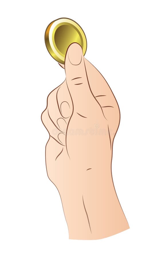 Mano con la moneta illustrazione vettoriale. Illustrazione di femmina ...