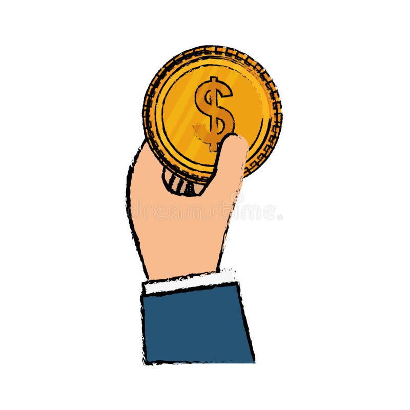 Mano con la moneta illustrazione di stock. Illustrazione di successo ...