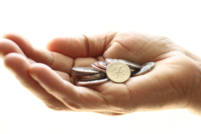 Mano con le monete immagine stock. Immagine di imprenditore - 6030507