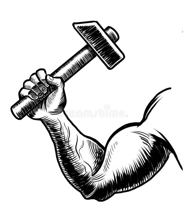 Mano con martillo stock de ilustración. Ilustración de martillo - 298488369
