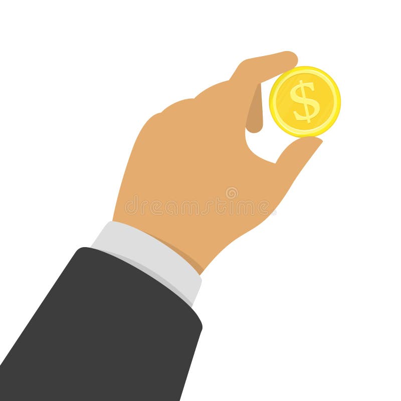 Mano Con El Icono De La Moneda, Estilo De La Historieta Stock de ...