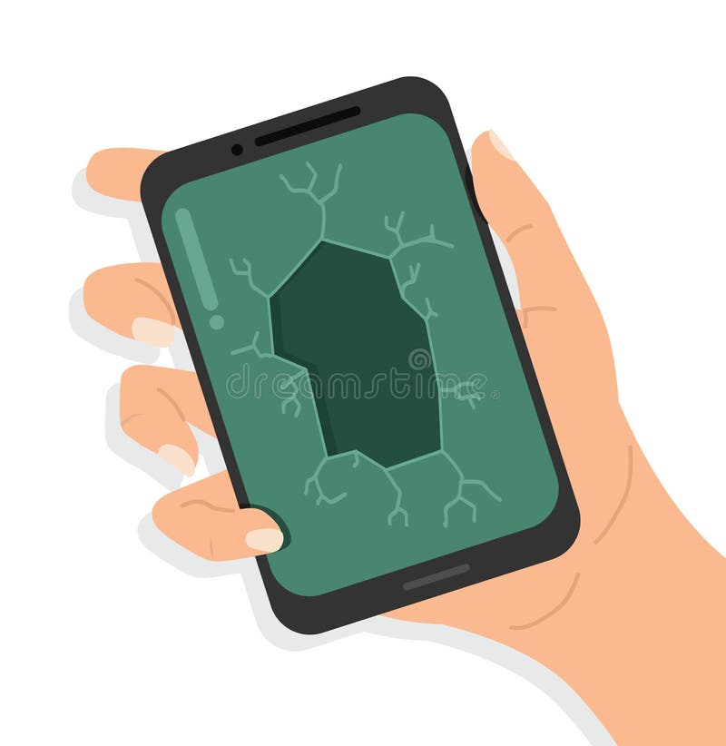 Mano Con Vector De Smartphone Roto Ilustración del Vector - Ilustración ...