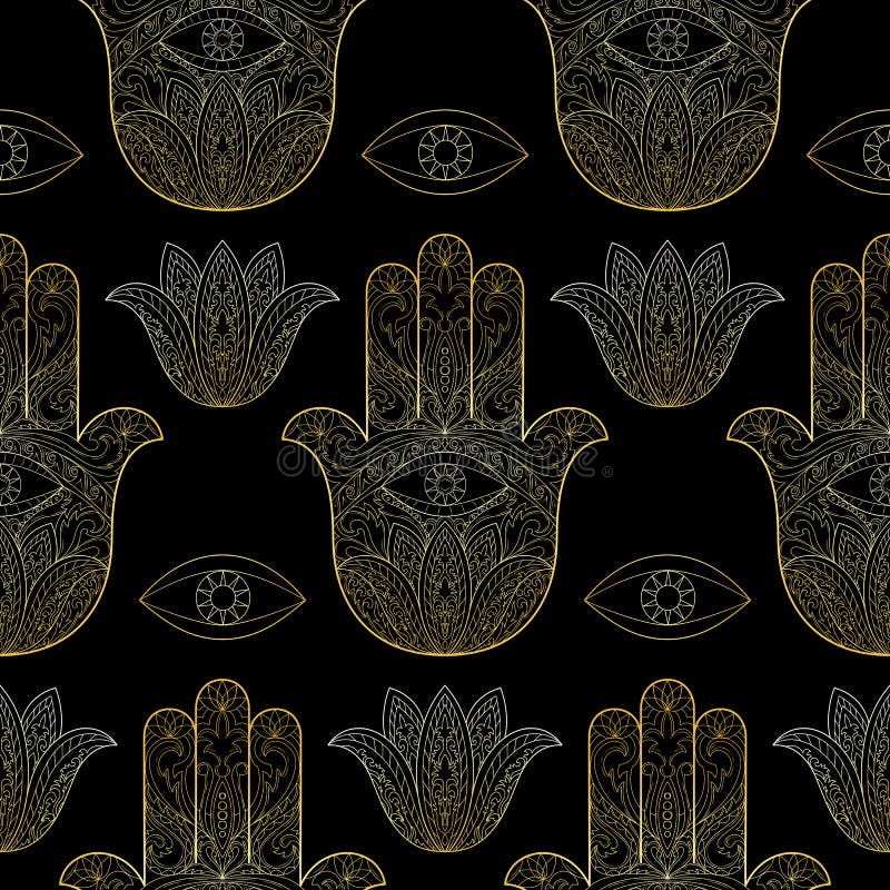Mano De Fatima Seamless Pattern Ilustración del Vector - Ilustración de ...
