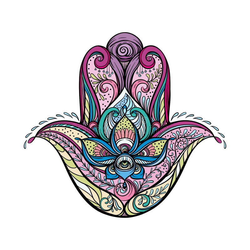 Mano de hamsa decorativa. ilustración del vector. Ilustración de mano ...
