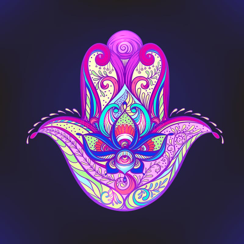 Mano de hamsa decorativa. ilustración del vector. Ilustración de gente ...