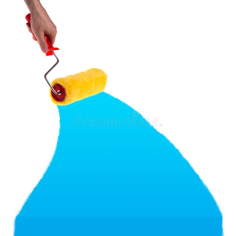 Mano Del Hombre Con El Rodillo Imagen de archivo - Imagen de brocha ...