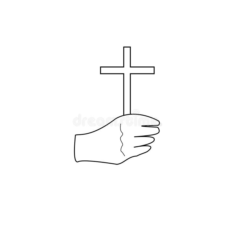 Mano Del Icono Que Lleva a Cabo La Cruz Ilustración del Vector ...