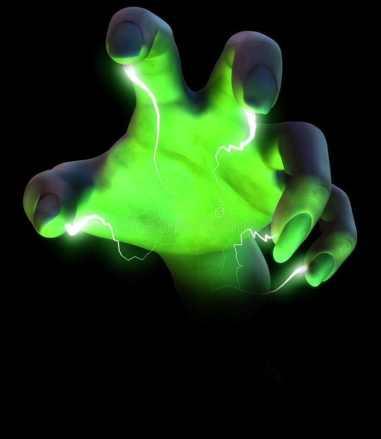 Mano Del Mago Con Efecto Del Relámpago Stock de ilustración ...