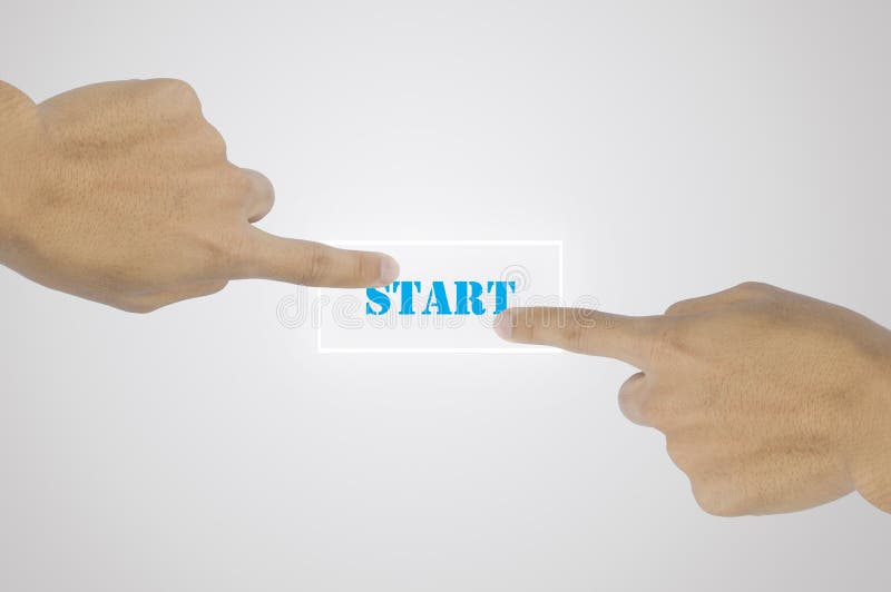 Mano Dell'affare Che Spinge Un Bottone Su Un Touch Screen Fotografia ...