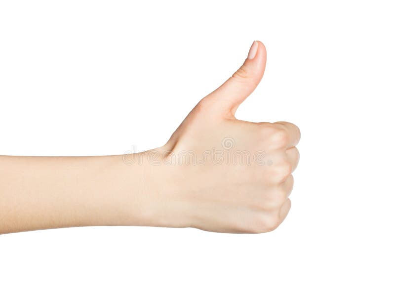 Mano Della Donna Con Il Pollice in Su Isolato Fotografia Stock ...