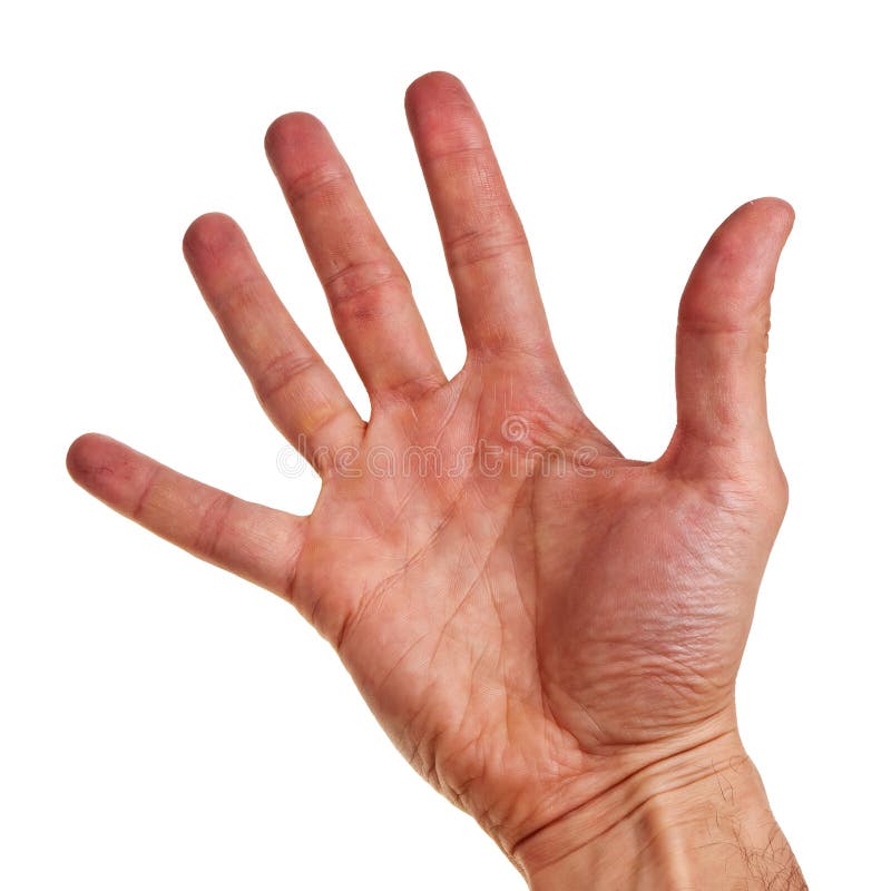 Mano Destra Maschio, Pugno Nel Guanto Blu Del Lattice. Fotografia Stock ...