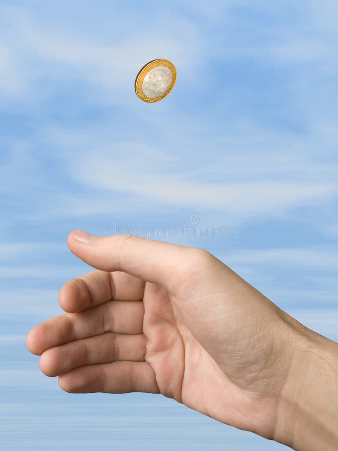 Mano e moneta (scelta) immagine stock. Immagine di decisioni - 1413365