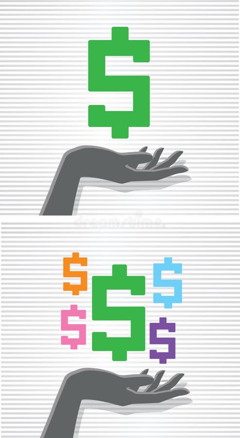Mano e simbolo di dollaro illustrazione vettoriale. Illustrazione di ...