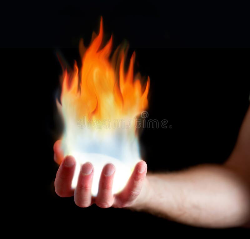 Mano en el fuego foto de archivo. Imagen de llama, quemadura - 8040024