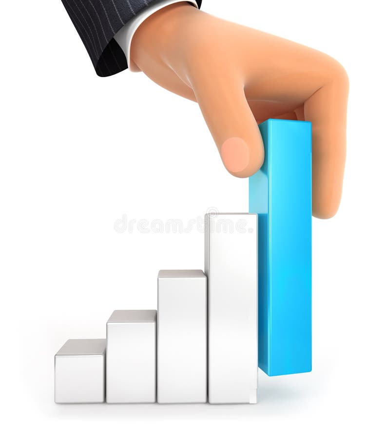 Mano Grande 3d Y Carta De Barra Stock de ilustración - Ilustración de ...