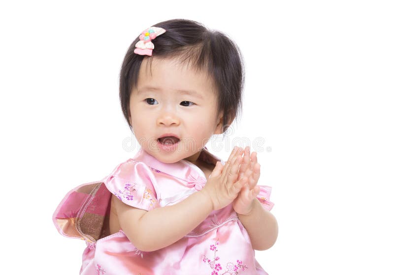Mano Que Aplaude Del Bebé Chino Foto de archivo - Imagen de cara ...