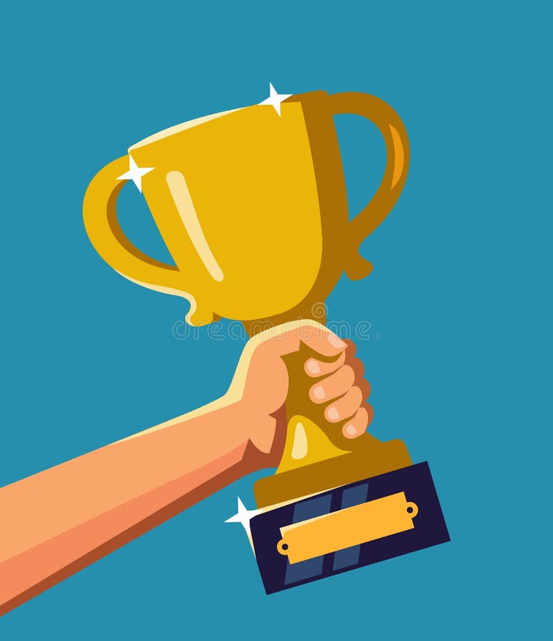 Mano Que Sostiene El Trofeo Ilustración del Vector - Ilustración de ...