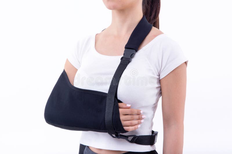 Mano rota usando un brazo foto de archivo. Imagen de ortopédico - 156485130