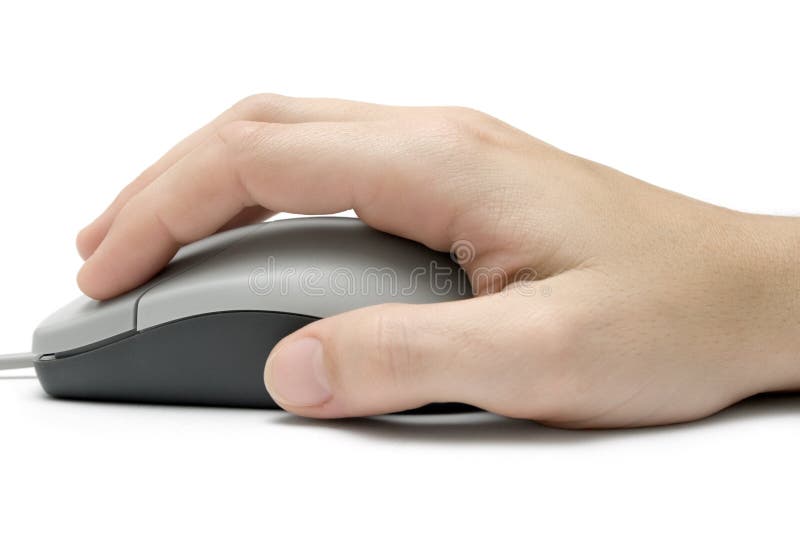 Mano Sul Mouse Del Calcolatore Immagine Stock - Immagine di ufficio ...