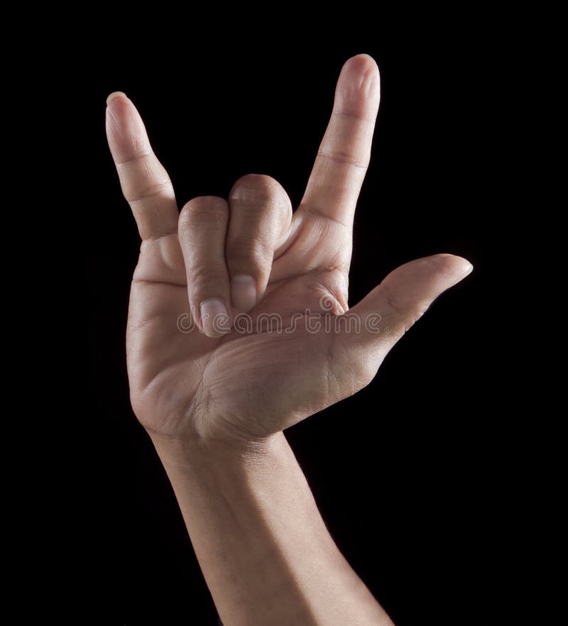 Mano ti amo sul nero fotografia stock. Immagine di mano - 31243888