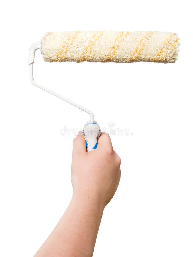 Mano Y Rodillo Sobre Blanco Imagen de archivo - Imagen de rodado ...