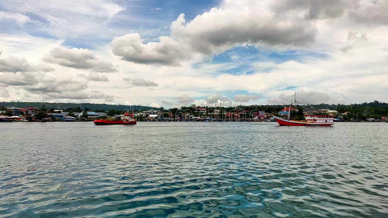 Manokwari, 1 February 2023, Ships Pass through Sawaibu Manokwari Bay ...
