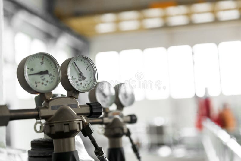Industrial Valve and Manometers Stock Photo - Image of flap, manometer ...
