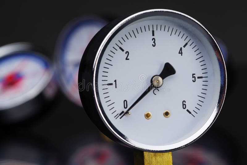 Manometer in Close-up. a Pressure Gauge on the Background of Other ...