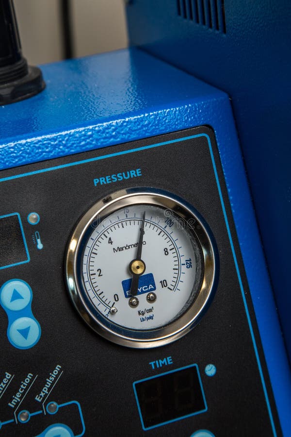 Hydraulic Pressure Gauges, Manometers On A Hydraulic Equipment Stock ...