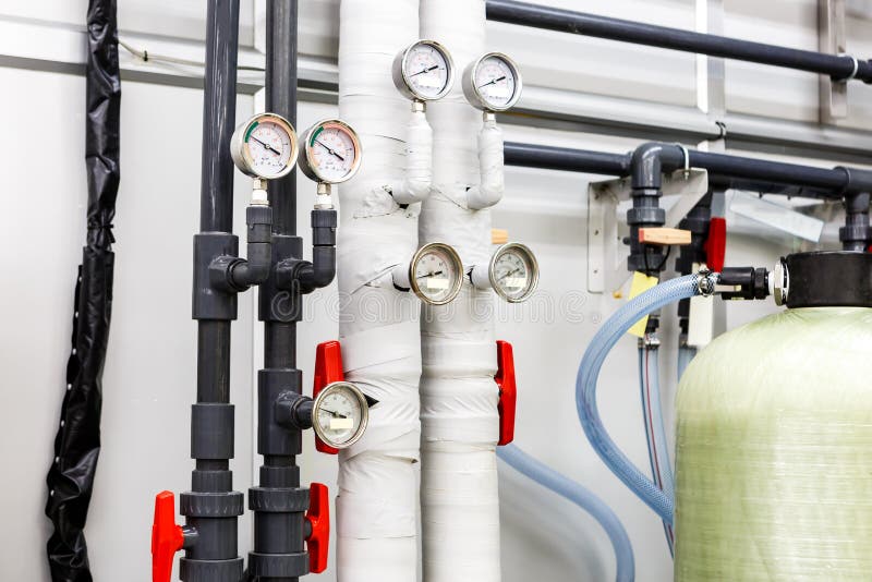 Manometer for DI Water Control in Factory Stock Image - Image of power ...