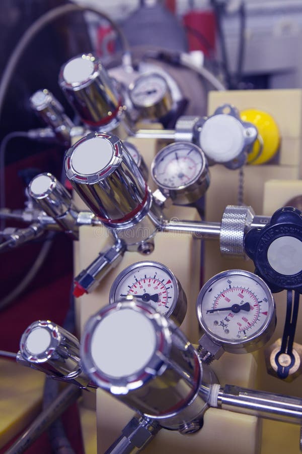 Manometer Panel in Nuclear Laboratory, Industrial Blue Toned Stock ...